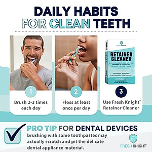 Retainer Cleaner, Denture Cleaner (120 Tablets) Removes Cloudiness, Brightens and Freshens Clear Aligners, Retainers, Night Guards, Mouth Guards, Dental Appliances, Fresh Knight