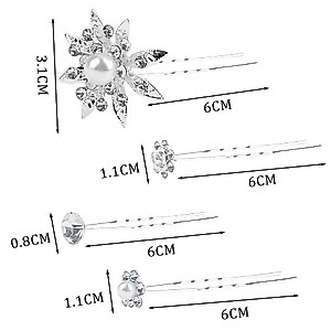 40 Pieces Bridal Hair Pins, Clips and Barrettes with Crystal Pearl Flowers, Women's Proms Hair Jewelry Accessories, Gift Stocking Stuffers for Girls