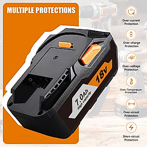 FERRYBOAT R840087 7.0Ah Replacement for Ridgid 18V Lithium Battery R840087 R840083 R840086 R840085 R840084 AC840085 AC840086 AC840087P AC840089 Power Tool Battery 2 Packs
