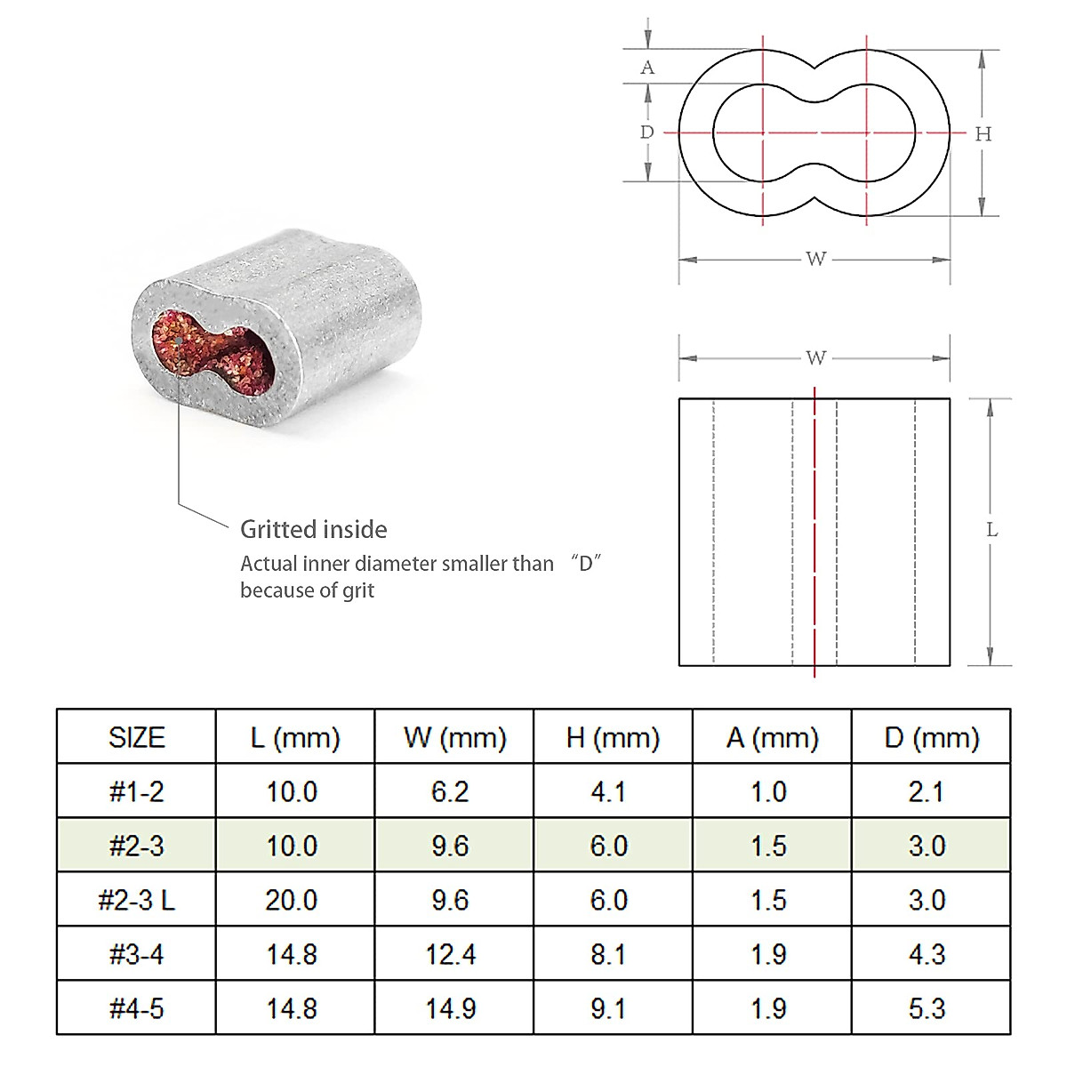 FenceMate Aluminum Alloy Crimp Loop Sleeves #2-3 to Splice & Join Metallic Wires or Wire Ropes, Tempered, Gritted with Super Holding Force on High Tensile Wires Used in Fencing & Hanging, 100pcs/Pack