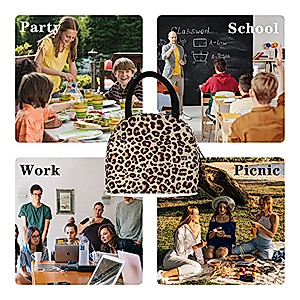 CBBYY Lunch Bag Women Leopard Print Reusable Insulated Lunch Tote Bag for Adult & Student Leakproof Cooler Lunch Bags for Work Office Travel School Picnic (Cheetah)