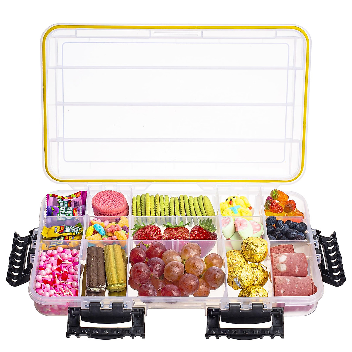 XUZC Snackle Box- Waterproof Tackle Box Container Keeps Snacks Fresh and Dry Charcuterie Safe - Fill With Cured Meats, Cheese, Nuts -Perfect For The Boat, Beach, Picnics, Parties, Picnics, Camping