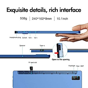 DUODUOGO Tablet 2 in 1, 10.1 inch Android Tablet, 8GB RAM +64GB ROM(1TB Expand), GMS Certificated Wi-Fi Tablets, Octa-Core Processor, Games, Bluetooth, 1920x1200 IPS HD Display, DGO-S9 (Blue)