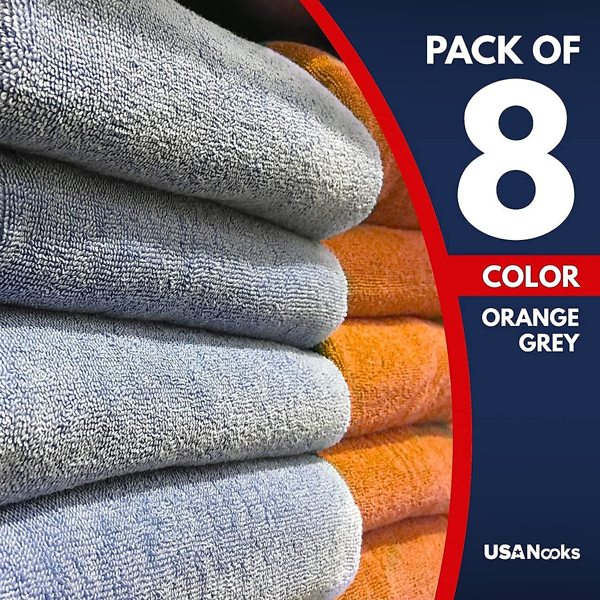 USANOOKS Microfiber Cleaning Cloth - (12x16 inches) High Performance - Ultra Absorbent Weave Traps Grime & Liquid for Streak-Free Mirror Shine - Lint Free Towel - 12x16 Inch (Pack of 8)