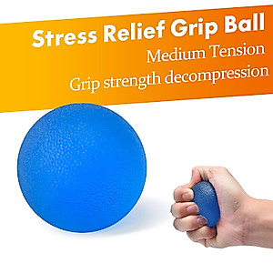 IMENSEAS Grip Strength Trainer 7 Pack Adjustable Hand Gripper, Finger Stretcher Resistance Extensor Bands, Finger Exerciser, Grip Strength Ring & Stress Ball, Hand Grip Strengthener, Blue