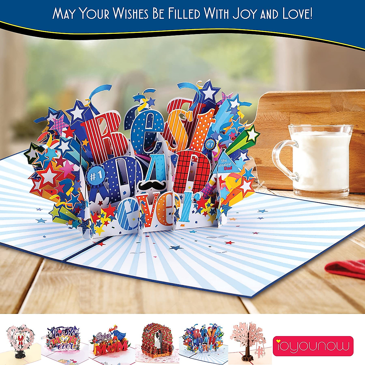 ioyounow Paper Pop Up Card for Super Dad- 5x7 Pop Up Greetings Card for Best Dads, Fathers Day Greetings Card | Happy Birthday Card for Fathers – Best Paper Greetings 3D Pop Up Card for Him