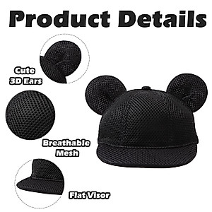 JANGANNSA Baby Mesh Cap Toddler Kids Sun Hat Mouse Ears Cute Cartoon Caps Summer (1-3Y,Black)