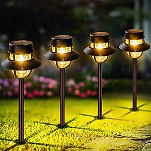 BUCASA Solar Pathway Lights Outdoor 6 Pack, Super Bright Solar Outdoor Lights, Up to 12H IP67 Waterproof Solar Landscape Path Lights Solar Powered Garden Lights for Walkway Driveway Yard Patio Lawn