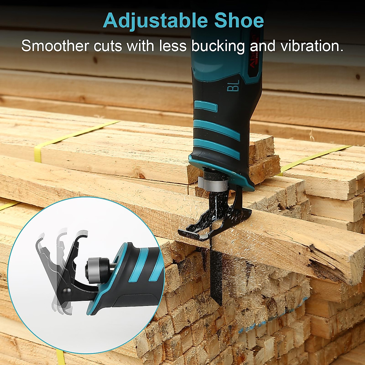 Cordless Reciprocating Saw Kit with 18V 2.0Ah Li-ion Battery and Charger,Electric Battery Powered Saw for Wood/Metal/PVC Pipe Cutting