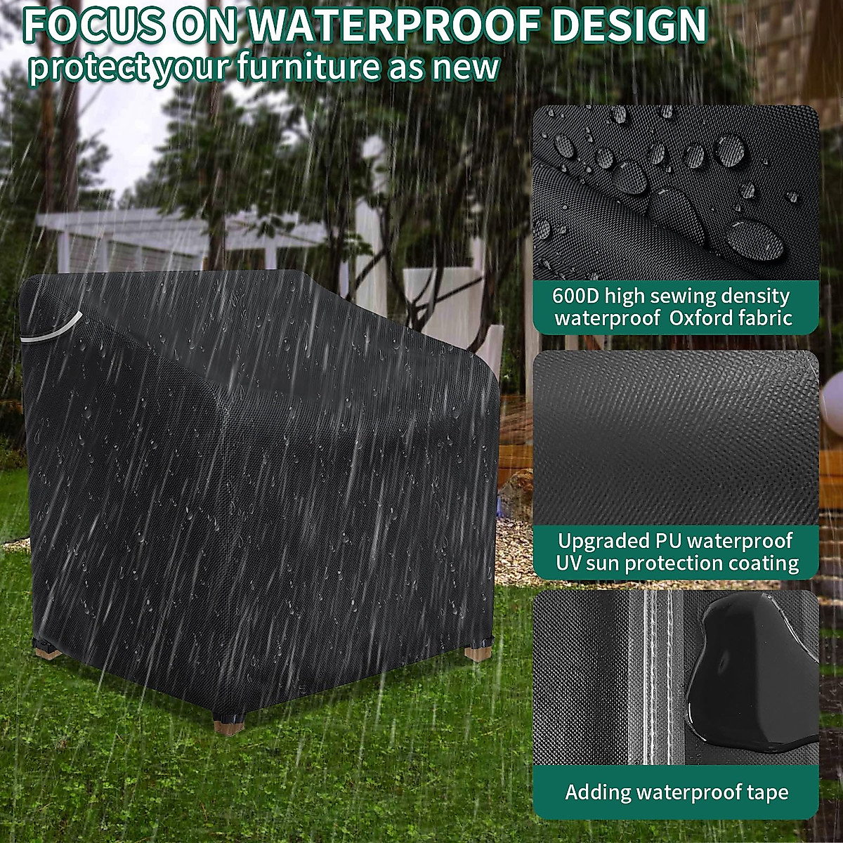 AKEfit Patio Chair Cover Outdoor Chair Cover Heavy Duty Waterproof Furniture Chair Covers For Chairs 2 Pack All-Weather protection Outdoor Furniture Covers Fits up to 38W X 35D X 31H,Black