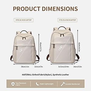 GOLF SUPAGS Womens Laptop Backpack with Separate Laptop Compartment Water Resistant Computer Backpacks Fits 15.6 Inch Notebook Travel Work College Bags (Apricot)