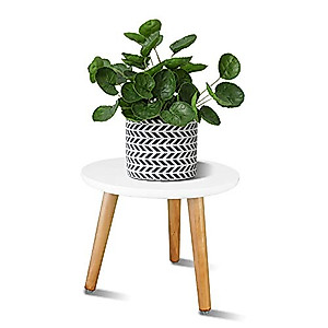 Uneedem Indoor Plant Stand Wood Mid Century Plant Stand for Indoor Plants, Modern Plant Table, 8.9" Tall Plant Holder for Flower Pots, Small Round Side Table, End Table