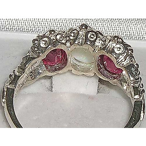LetsBuyGold 925 Sterling Silver Natural Opal and Ruby Womens Promise Ring - Size 9.5