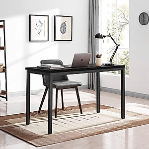 PayLessHere Home Office Gaming Large Corner Writing Black Student Art Modren Sturdy Simple Style ​PC Wood and Metal Desk Workstation for Small Space, 39" (39 in Computer Desk)
