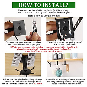 2PCS Utensil Under Cabinet Holder, Takemay 360° Rotating Stainless Steel Kitchen Utensil Holder with 8 Hooks,Top and Wall Mounted Utensil Hanger Rack for Hanging Utensils, Knives, Mugs, Spatulas, Pots