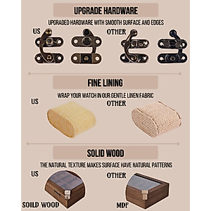 Exper City Watch Box, Watch Case for Men Women with Large Glass Lid, Wooden Watch Display Storage Box with 12 - Slots, Wood Mens Watch Box Organizer