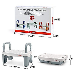 LOL-FUN Folding Step Stool for Kids, Step Stool for Toddler Bathroom Sink, Child Step Stool for Boys and Girls -Grey