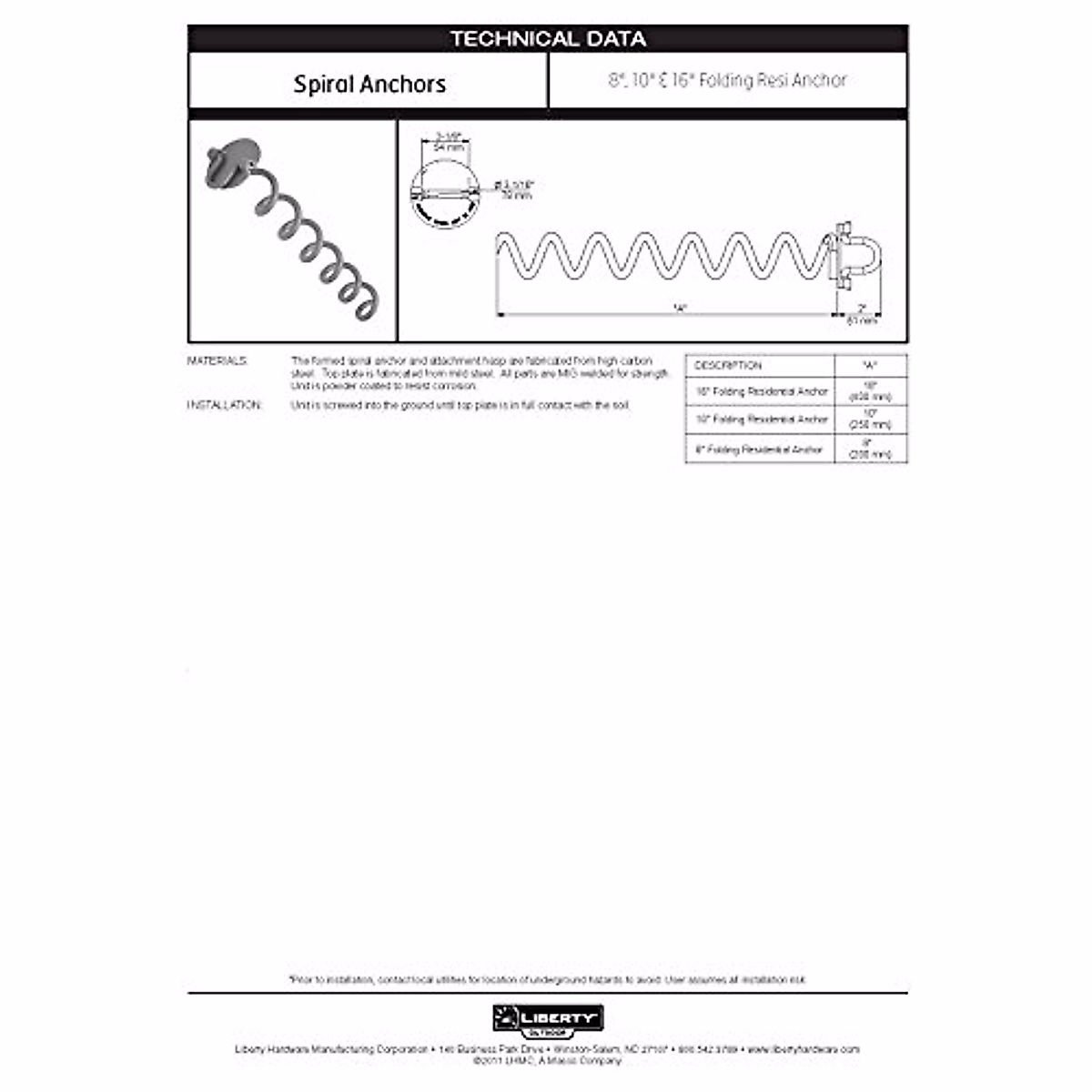 Liberty Outdoor ANCFR10-ORG-A Folding Ring Spiral Ground Anchor, Orange, 10-Inch, Single