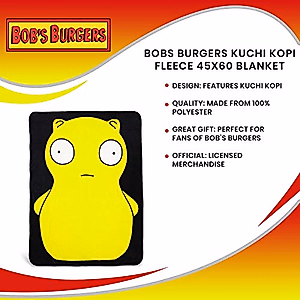 Official Bobs Burgers Fleece Throw Blanket - 45x60-Inch Cozy Accessory - Perfect for Bed, Couch, Chair - Fuzzy Lightweight Comforter Featuring Iconic Toy from Cartoon - Licensed Merchandise