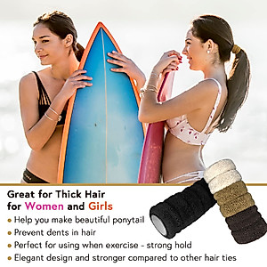 MARY LAVENDER Large Stretch Seamless Terry Cloth Hair Ponies Elastics Ponytail Holders Knit Hair Scrunchies for Thick Hair, Hair Accessories for Women, Girls, Kids - 12 Pcs