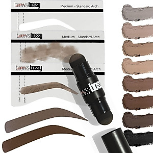 Brows by Bossy Dual-Color Eyebrow Stamp Stencil Kit with 9 Reusable Eyebrow Stencils for Professional Brow Stamping Shaping Kit and Instant Long Lasting Filling and Waterproof Tinting Definer