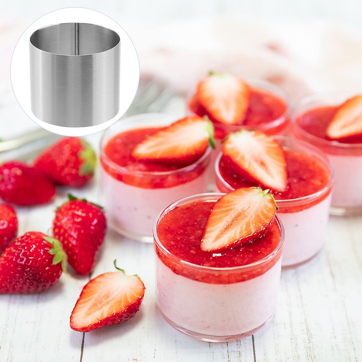 Yardwe 12pcs Mousse Cake Mold Round Mousse Ring Stainless Steel Cake Mousse Ring for Desserts Pastry Eggs 6 * 6 * 5CM