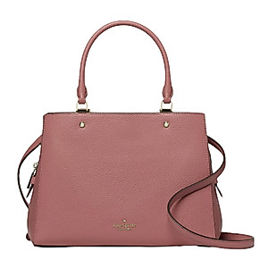 Kate Spade New York Leila Medium Triple Compartment Satchel Pebbled Leather Handbag, Pomegranate