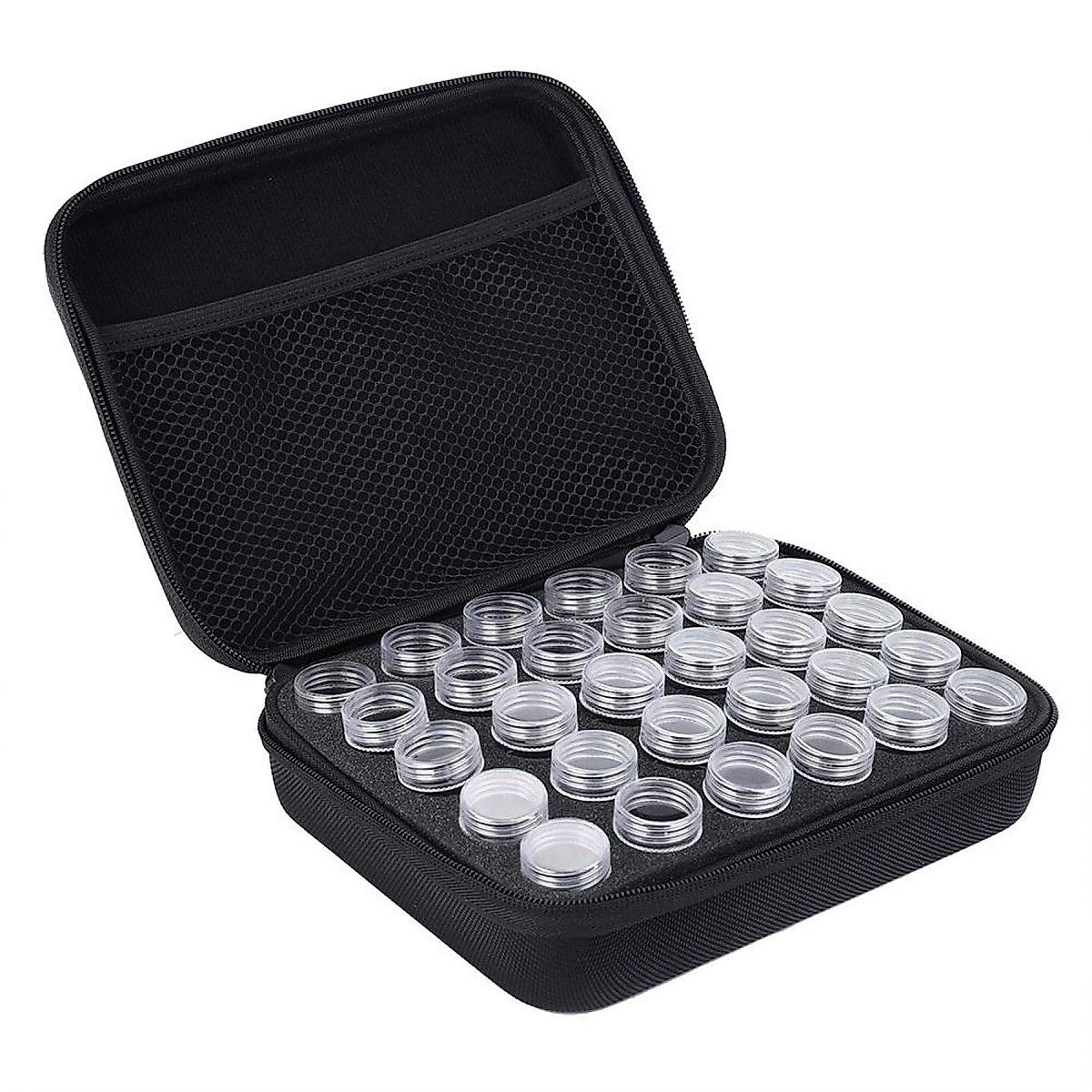 Joyzan Embroidery Diamond Storage Box, 30 Slots Compartments Clearly Double Seal Painting Storage Containers Case Organizer for DIY Art Craft Nail Diamonds Bead (Black)