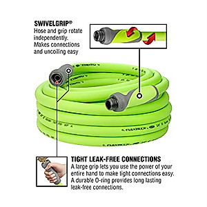 Flexzilla Garden Hose with SwivelGrip, 5/8 in. x 50 ft., Heavy Duty, Lightweight, Drinking Water Safe, ZillaGreen - HFZG550YWS-E