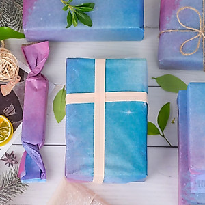 Bolsome 100 Sheets Pink-Blue Gradient Tissue Paper Bulk, Pastel Turquoise Wrapping Tissue Paper Sheets for Christmas Birthday Baby Showers Wedding Thanksgiving Gift Wrapping DIY Crafts Arts, 20 x 14"