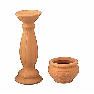N?A Miniature Fairy Garden Terra Cotta Planter & Pedestal Set for Fairy Garden Accessories, Fairy Garden Animals, Dollhouse, Plant Pots, Bonsai Craft Décor