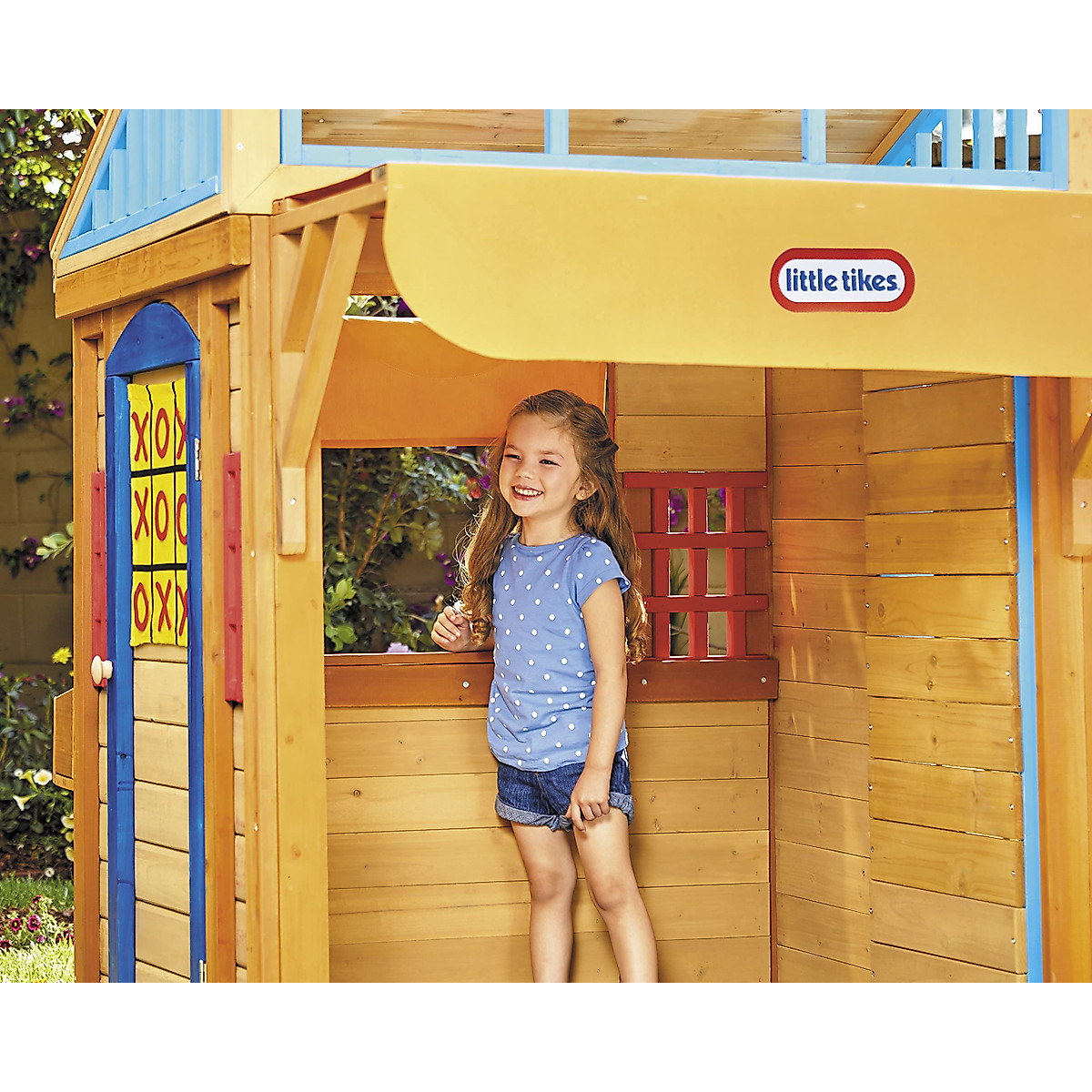 Little Tikes Real Wood Adventures 5-in-1 Game House, Outdoor Wood Game Playhouse for All Kids, Boys and Girls Ages 3+