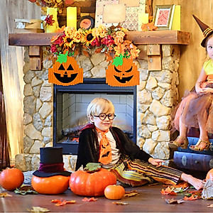 Winlyn 24 Sets Pumpkin Crafts Kits Halloween Crafts Fall Kids Crafts DIY Pumpkin Ornaments Decorations Art Sets Craft Sticks Pumpkin Foam Stickers Arts and Crafts for Kids School Classroom Activity