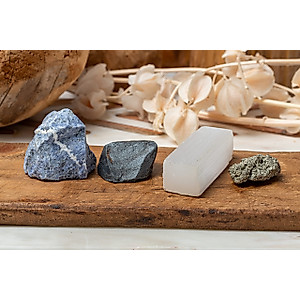 SAMSARI 2 Pcs Natural Raw Selenite Stones with Carry-On Crafted Fabric Bag for Wicca, Reiki & Crystal Healing