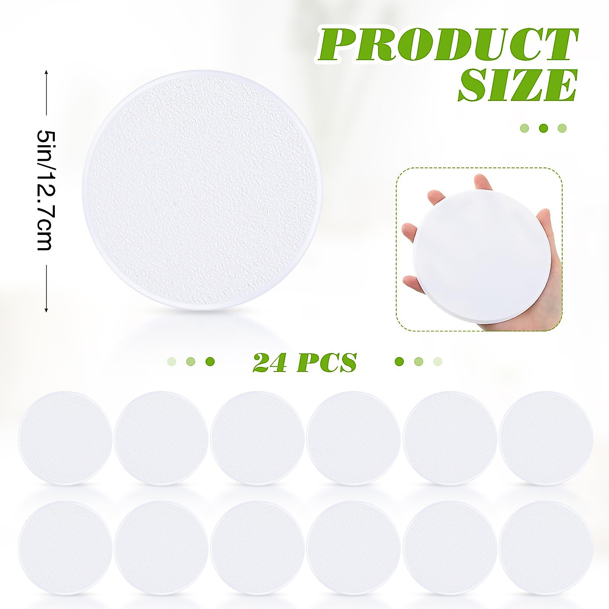 BBTO Door Stoppers Wall Protector 12 Pack 5 inch Door Knobs Protector White Round Wall Hole Cover Plastic Wall Self Adhesive Protector Avoiding Broken