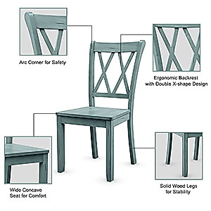 Giantex Set of 4 Dining Chairs, Rubber Wood Dining Room Chair, Farmhouse Dining Side Chairs, Max Load 400 Lbs, Wooden Kitchen Chairs for Home Kitchen, Dining Room