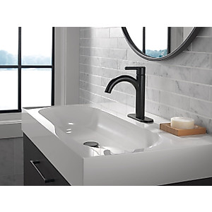 Delta Faucet Nicoli Matte Black Bathroom Faucet, Single Hole Bathroom Sink Faucet, Single Handle Bathroom Faucet, Pop-Up Drain Assembly, Matte Black 15749LF-BL