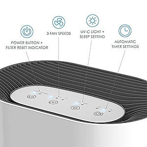 Pure Enrichment PureZone 3-in-1 Air Purifier Bundle with True HEPA Replacement Filter - True HEPA Filter & UV-C Cleans Air, Helps Alleviate Allergies, Removes Pet Hair, Smoke & More