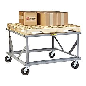 Little Giant 2PDFS406PH2FLLR Fixed Height Mobile Pallet Stand with Lower Deck and Load Retainer, 12"-22" Shelf Clearance, 3600lbs Load Capacity, 40" x 48" Deck Size