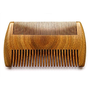 Myhsmooth Handmade Natural Green Sandalwood No Static Combs with Aromatic Scent - 2 PCS Pocket Combs for Long and Short Beards, Mustaches (4" Long Two Sides)