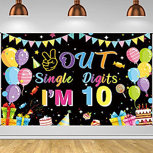 Holkcog 10th Birthday Decorations For Girls Boys,Happy 10th Birthday Backdrop Banner Double Digits Birthday Girl Decor 10 Year Old Birthday Party Background 10th Birthday Party Decorations Supply