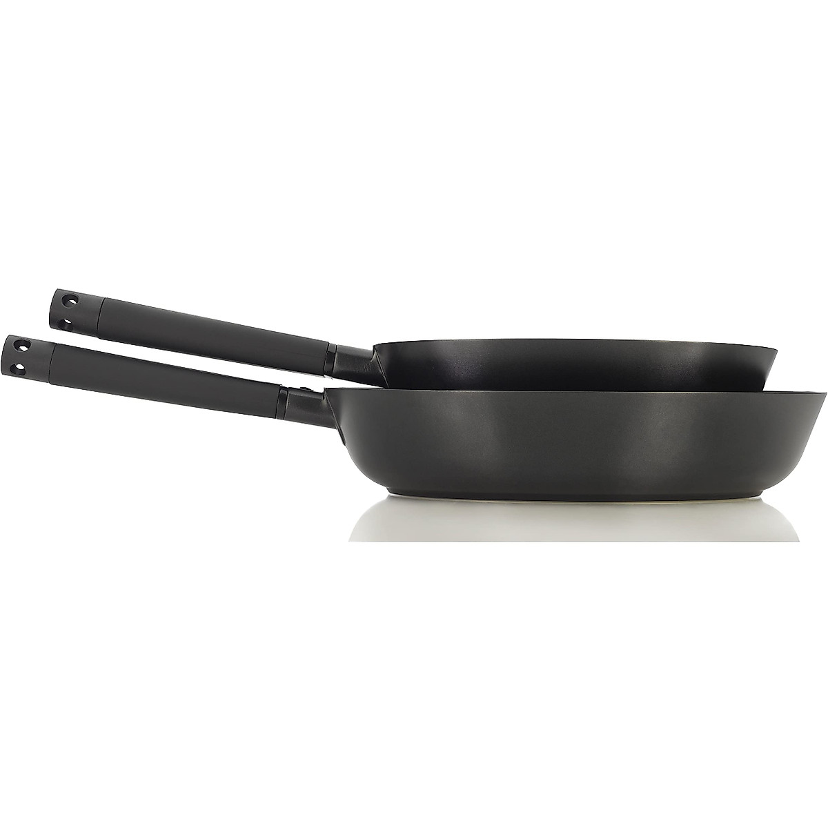 ZAVOR Noir 10 & 12 Inch Skillet Set - Premium Cast Aluminum with Titanium-based Nonstick Ceramic Coating & Removable Handles - Ultra Lightweight - Oven & Induction Ready | Noir Collection