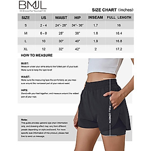 BMJL Women's Running Shorts Elastic Waistband High Waisted Short Pocket Sporty Workout Short Gym Athletic Shorts Pant (M, Black)