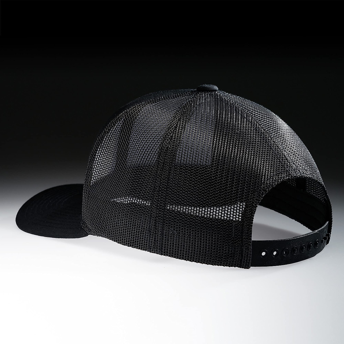 Larix Wild Blue Moon Design All Black Snapback Trucker Hat