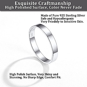 Bestyle 3mm Wide Sterling Silver Band Rings for Women Men Minimalist Knuckle Finger Ring, Dome Style Dainity Rings for Promise/Engagment/Wedding/Anniversary, Size 12