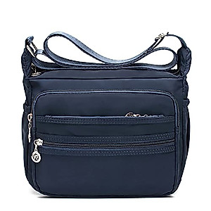 LassZone Women Tote Bag Nylon Waterproof Shoulder Bag Multi-Pocket Casual Shopping Handbag Large Capacity Women Wallet Bags