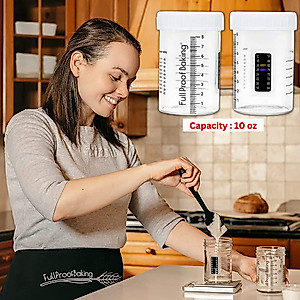 Full Proof Baking Sourdough Starter Kit | 1/2 Hour Guide Video (link) | Two 10oz Glass Smart Jars w/Thermometers, Rulers, Feeding Ratios | Digital Scale | Spatula and Scoop, (Starter Not Included)