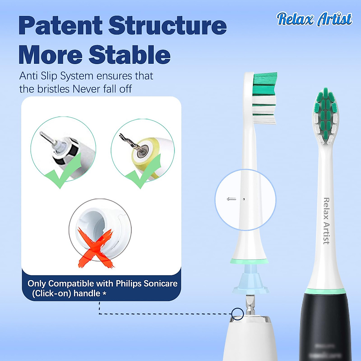 Relax Artist Replacement Toothbrush Heads for Philips Sonicare Replacement Heads,Electric Replacement Brush Head for Phillips Sonicare C2,C1,for Philips Sonic Care Electric Toothbrush,10 Pack