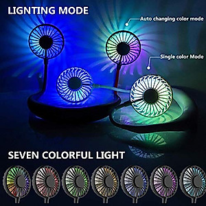 ANYPOWK Portable Neck Fan, USB Rechargeable Fan with 3 Speeds Adjustable, Neck Fans Portable Rechargable Prime with LED Lights - Black