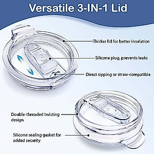 Pagreberya 40 oz Tumbler Lid Replacement - Compatible with 40 oz Stanley Cup - Leakproof Screw-In Design Lid for Threaded Mouth Cup - Measure First for Other Brands (40 oz, 2 Pack)